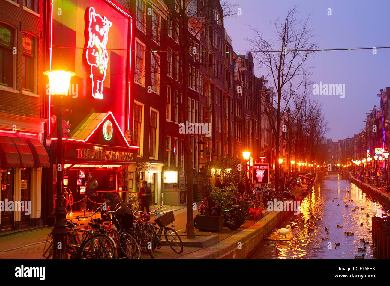 Red-light district in Amsterdam. There are about three hundred cabins ...