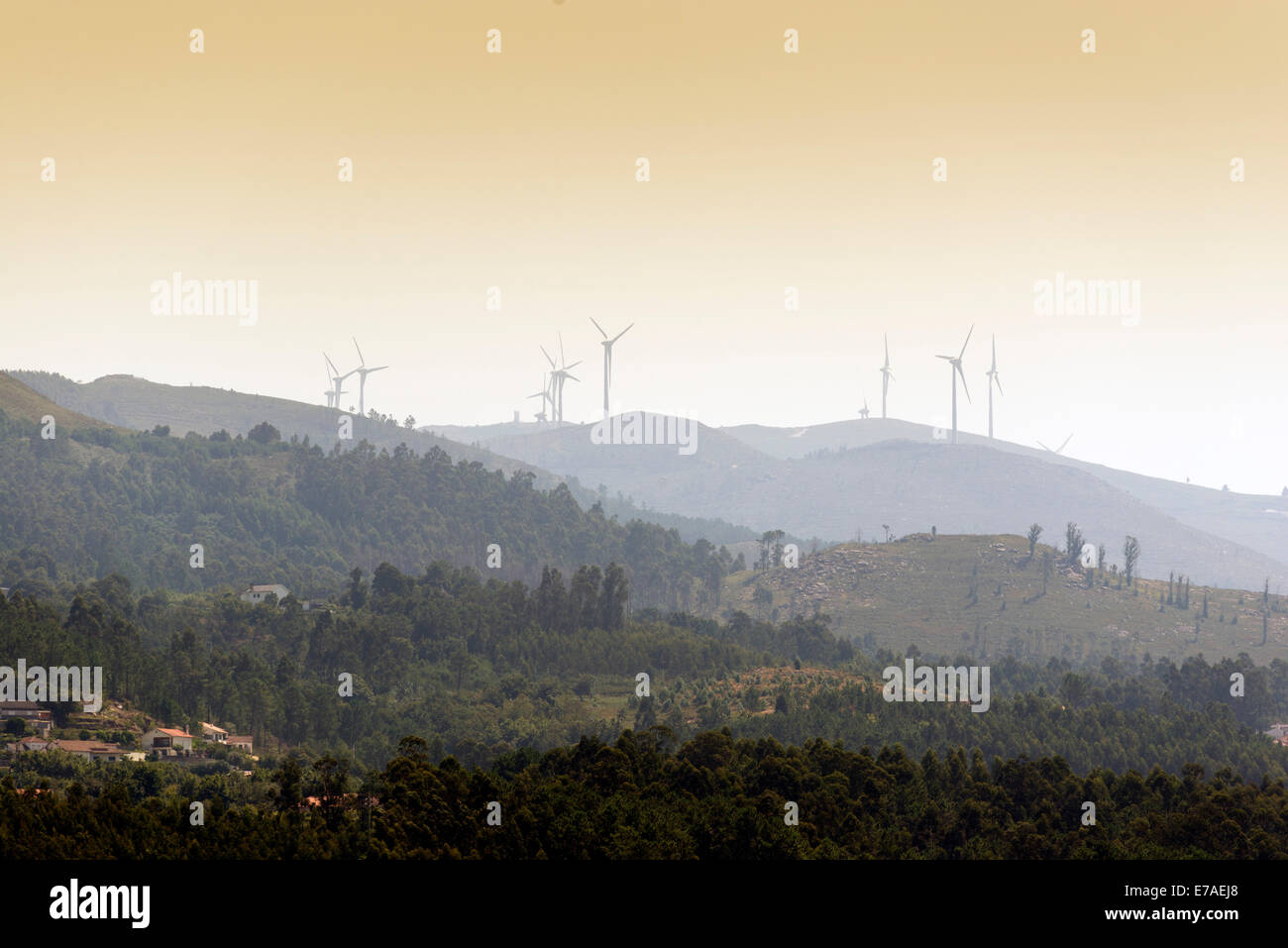Electrical Power Generating Wind Turbines on Hills Stock Photo - Alamy