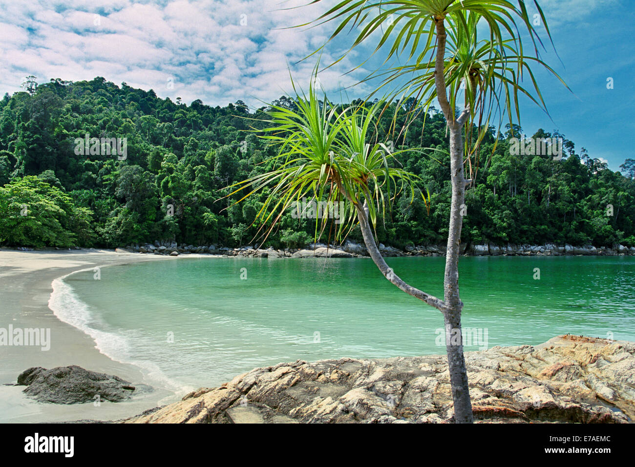 Scenic view of the Emerald Bay with turquoise sea water. Pangkor Laut ...