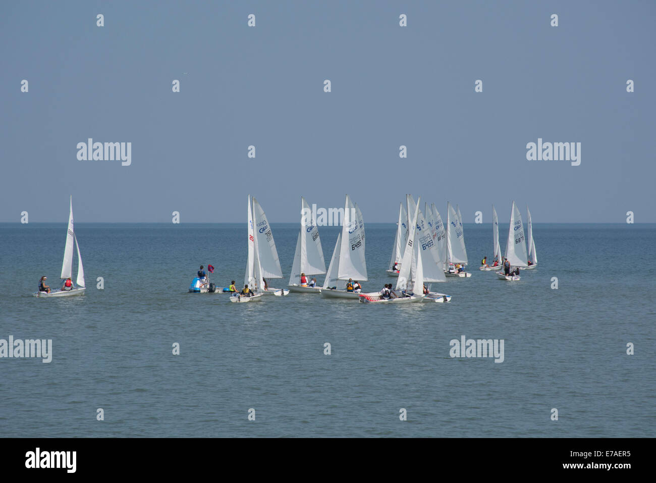 New York, Rochester. Sailing school boats on Lake Ontario Stock Photo ...