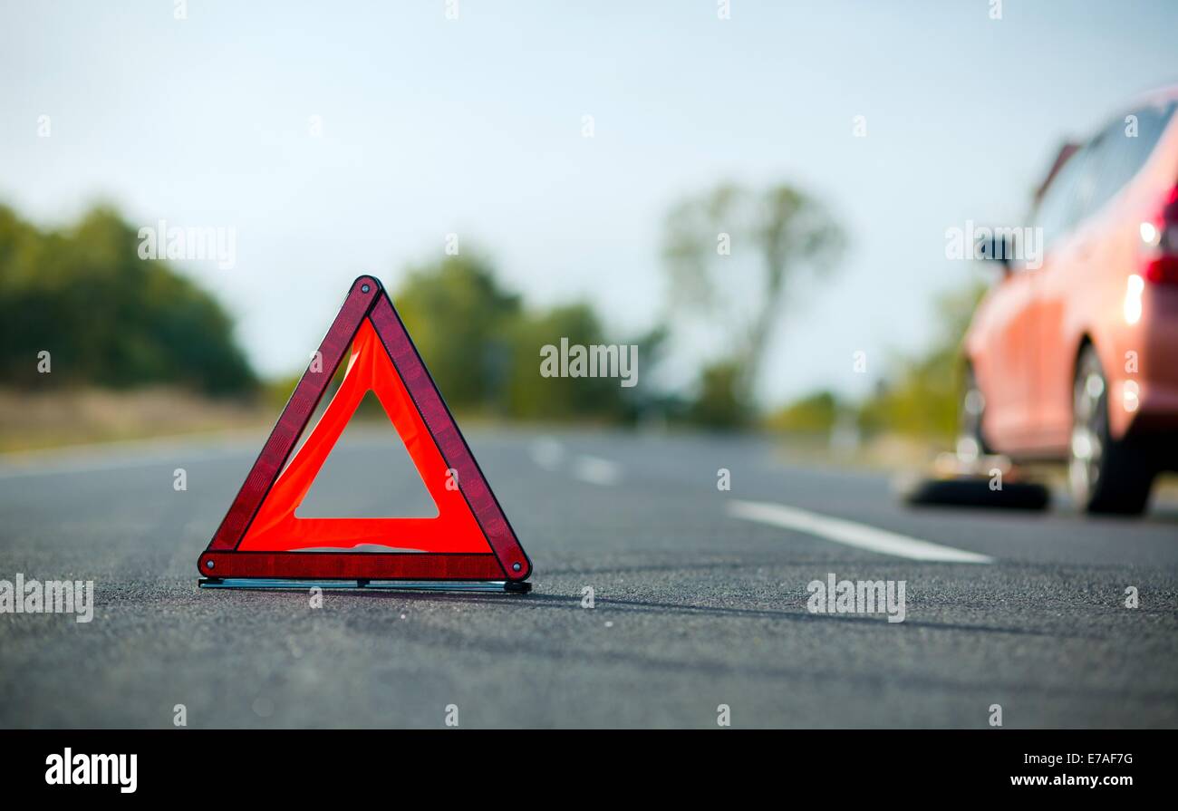 Red triangle of a car Stock Photo - Alamy