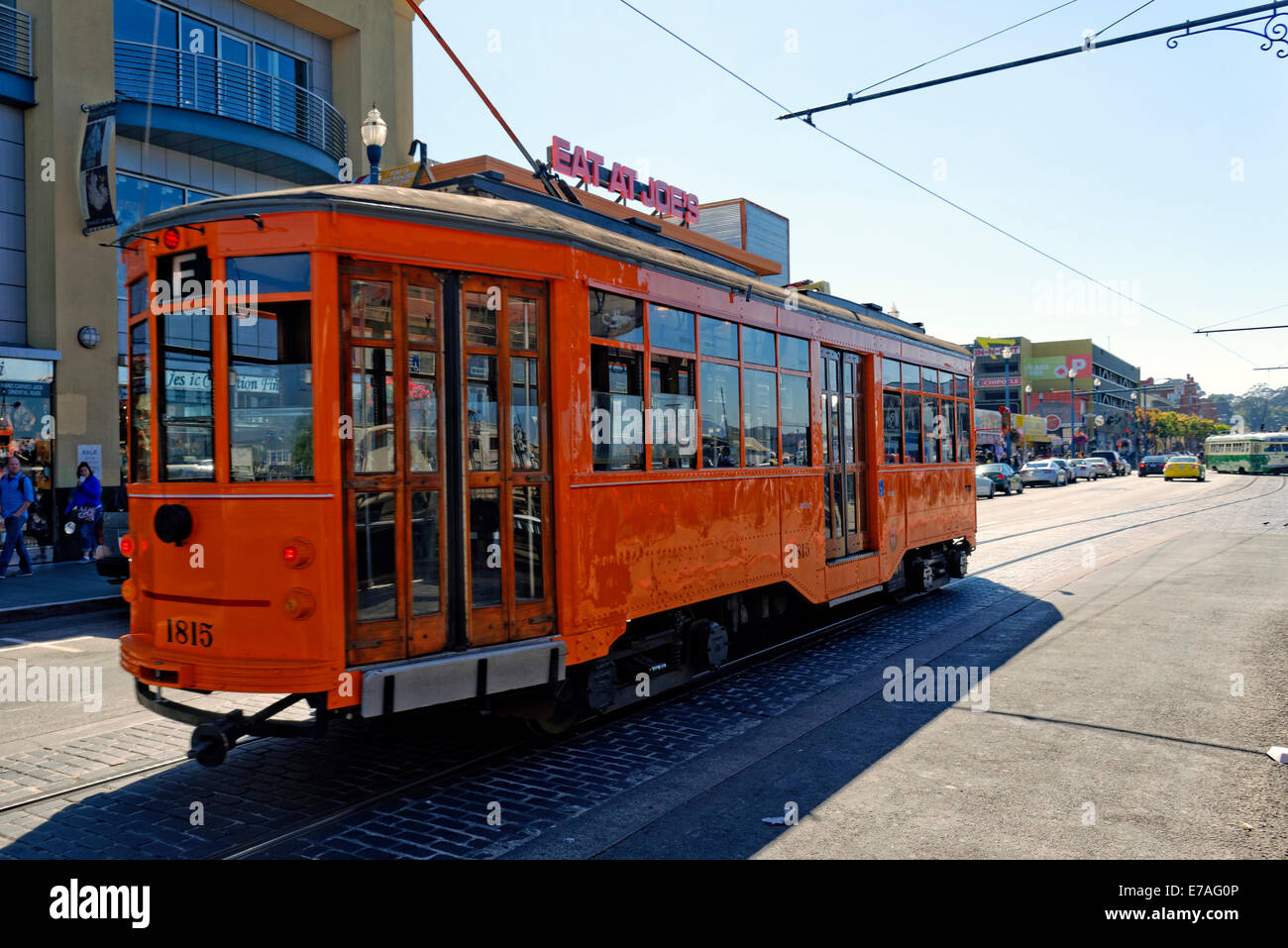 The historic streetcar of the F-line at Fisherman's Wharf, San ...