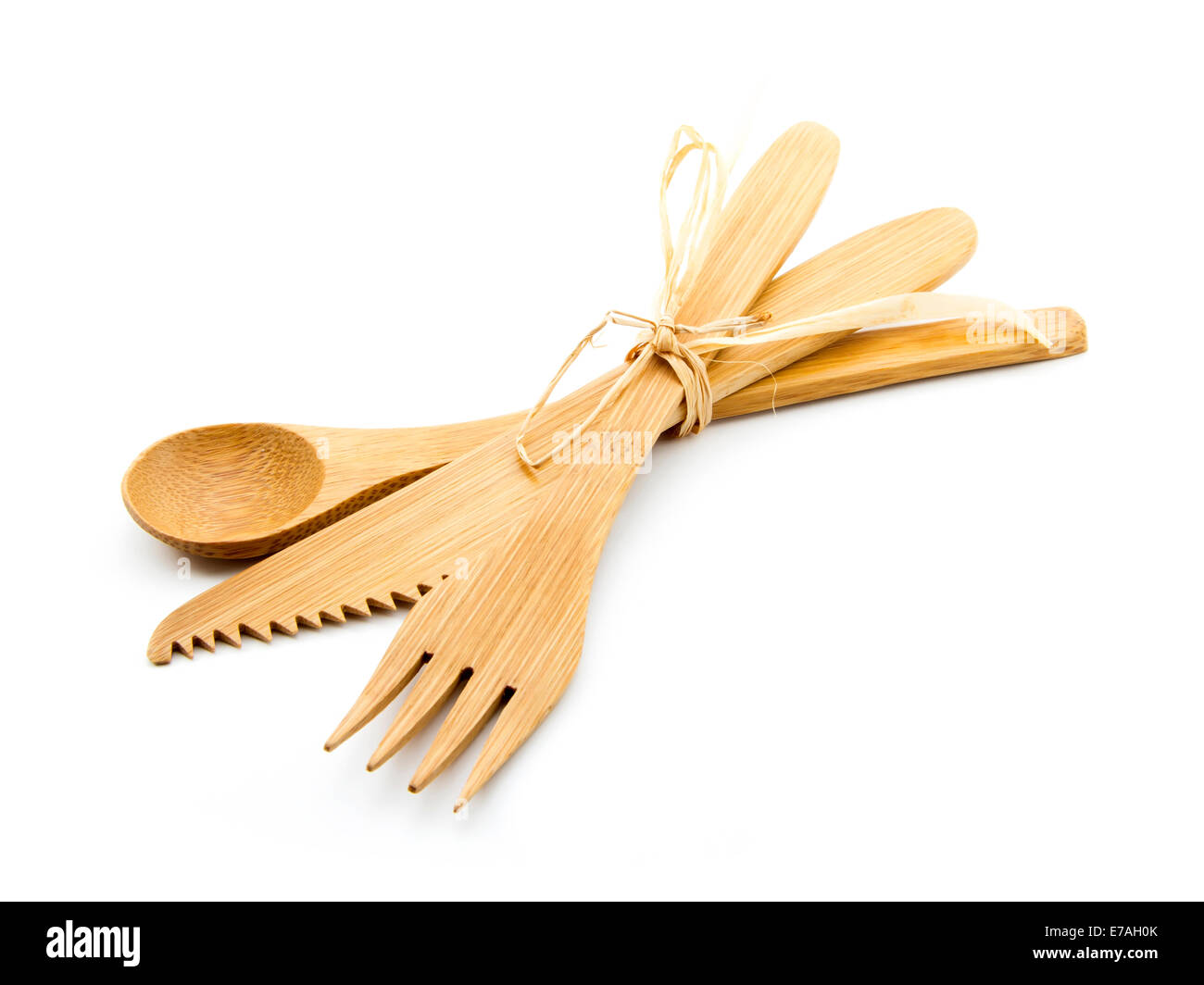 wooden cutlery isolated on white background Stock Photo - Alamy