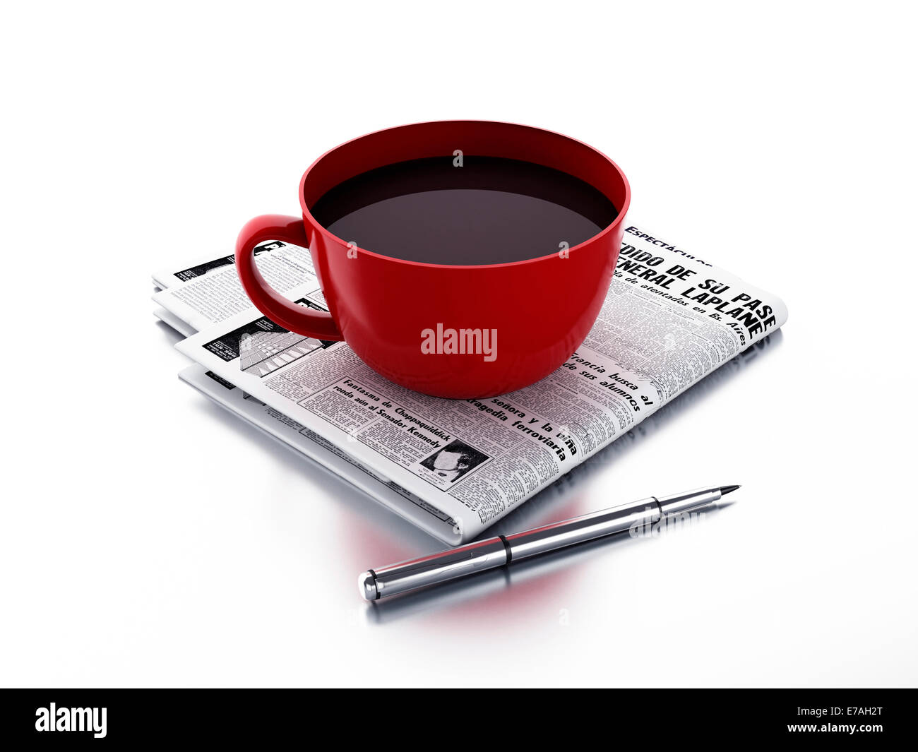 newspaper and cup of coffee. Morning news concept on white background ...
