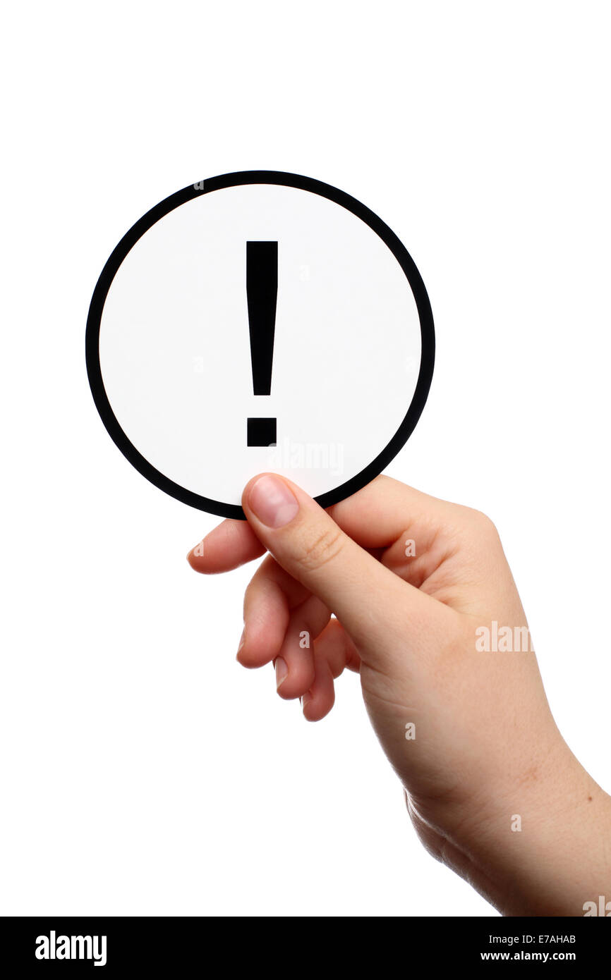 Exclamation mark in hand Stock Photo - Alamy
