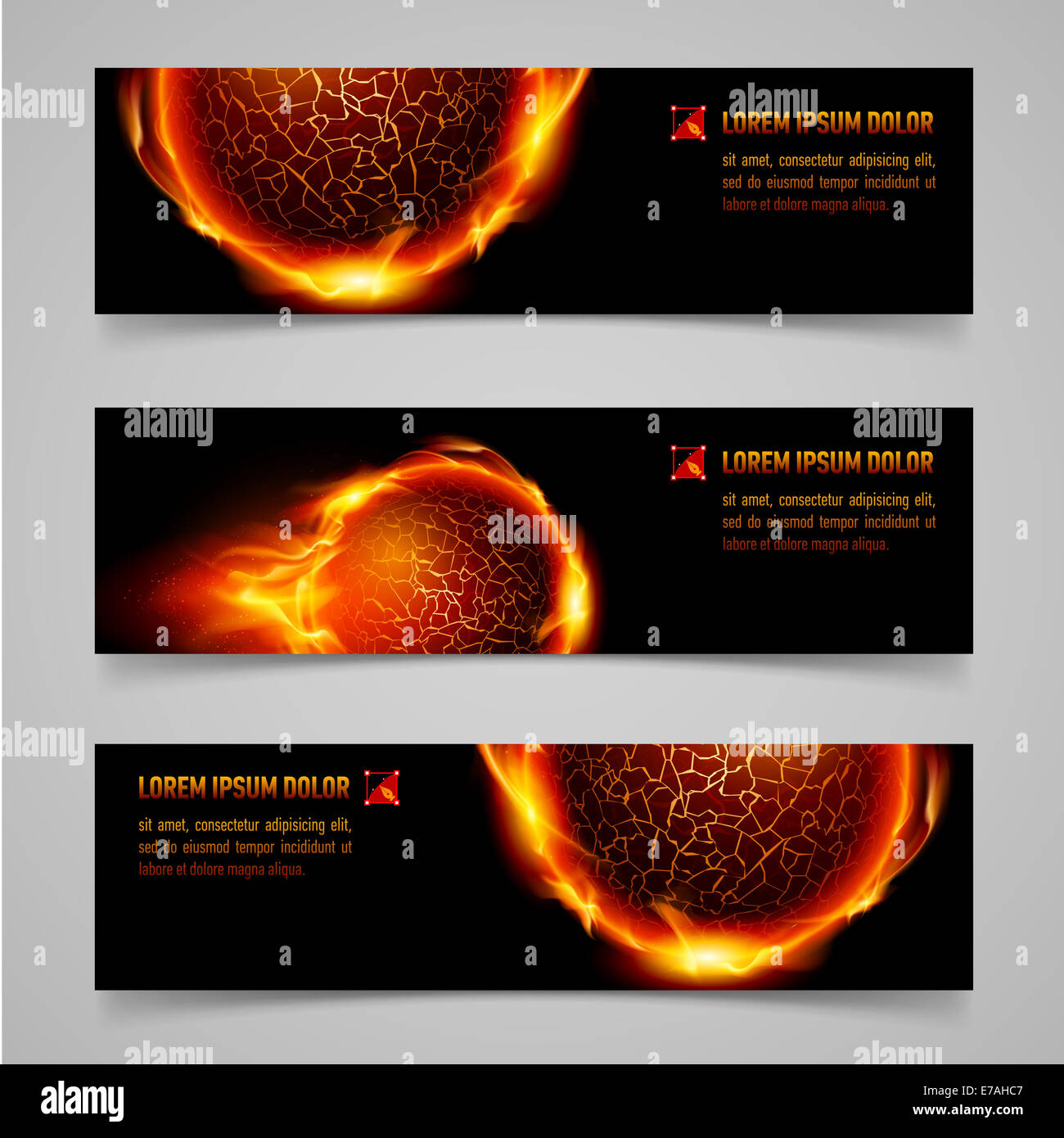 Mystic banners with orange flaming spheres for your design Stock Photo ...