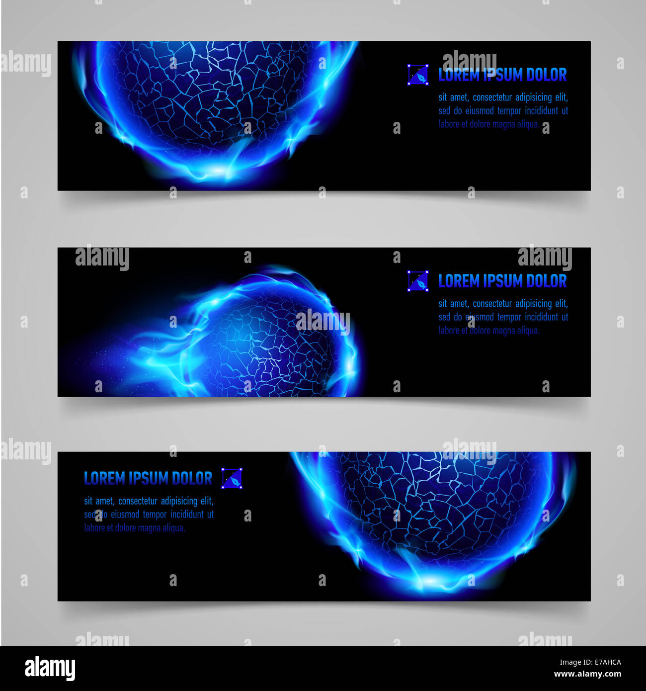 Mystic banners with blue flaming spheres for your design Stock Photo ...