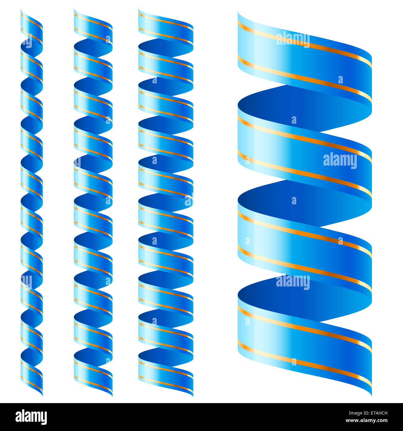 Vertical blue ribbon of different sizes on a white background Stock ...
