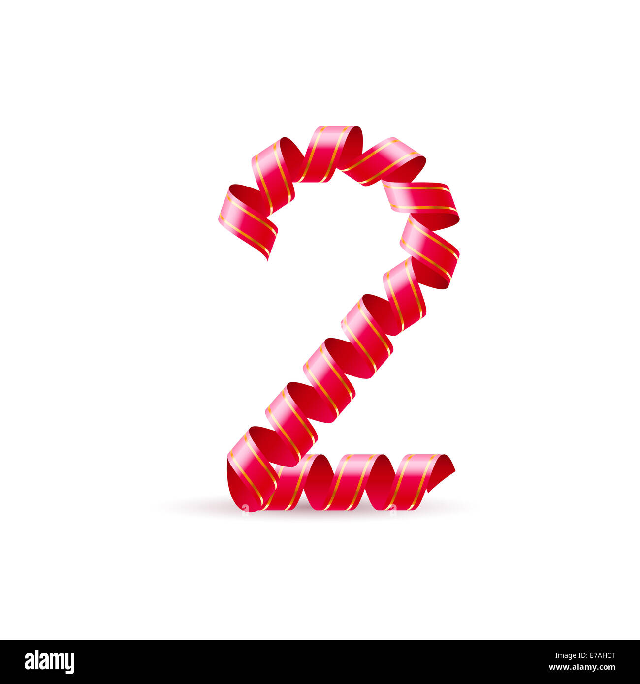 Number two made of red curled shiny ribbon Stock Photo - Alamy