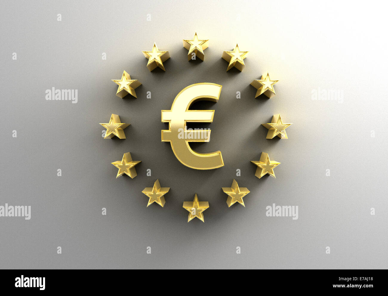 Euro sign with stars - gold 3D quality render on the wall background ...