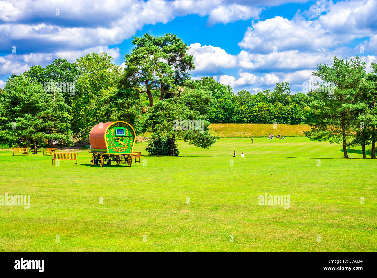 Gypsy Caravan in field Stock Photo - Alamy