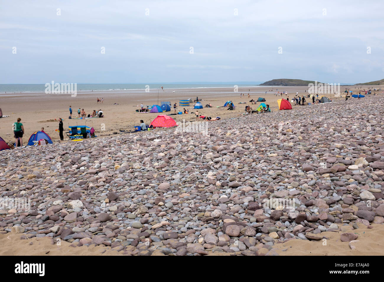 Stony Rocky Beach Llangennith Wales Stock Photo - Alamy