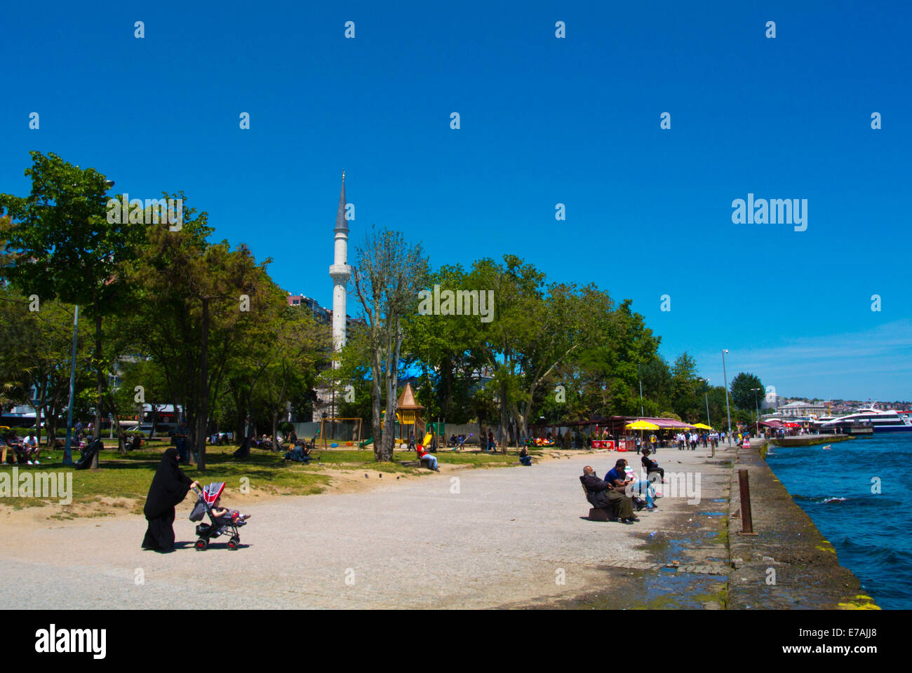 Waterfront park Findikli, Kabatas district, Istanbul, Turkey, Eurasia ...