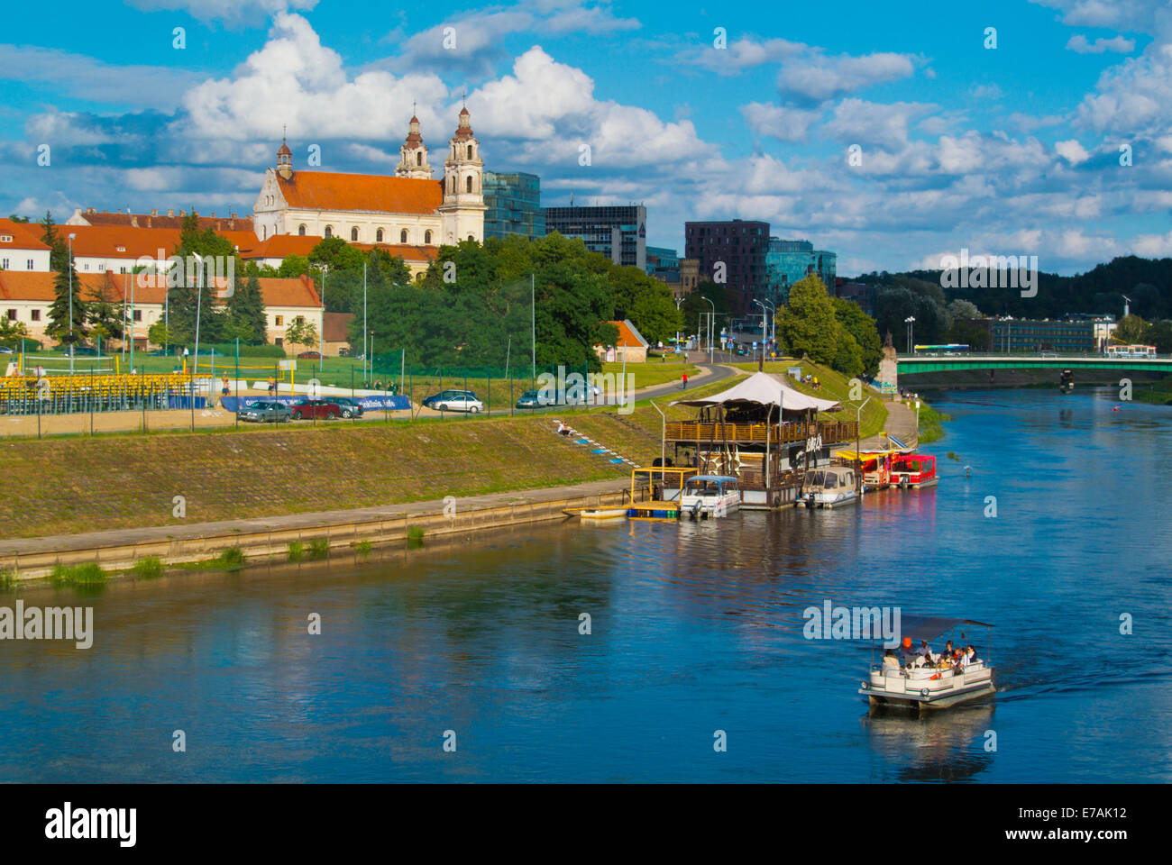 Neris riverside, with Snipiskes district in background, central Vilnius ...