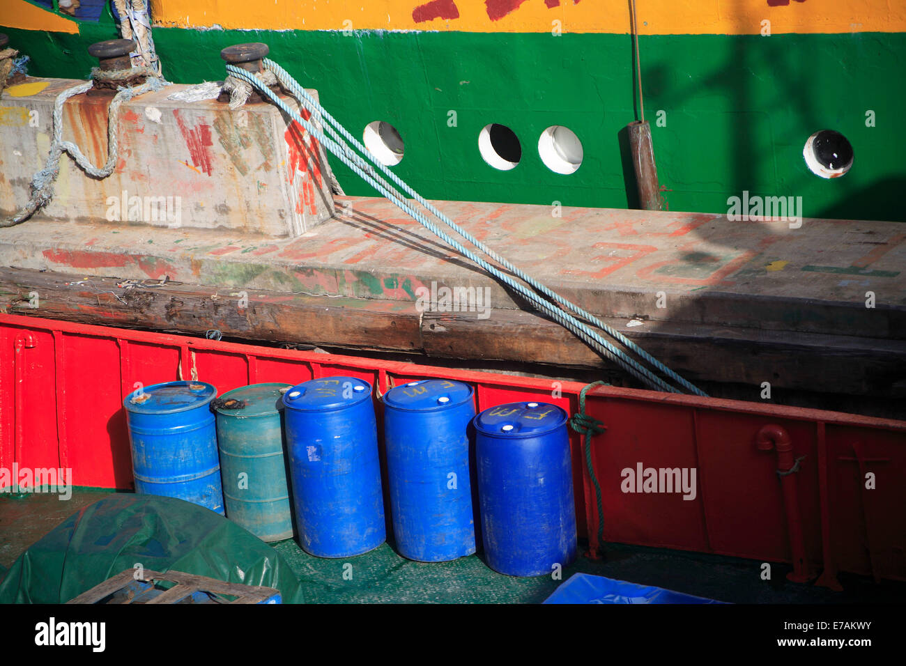 Colourful still life details at the docks in Kingstown harbour, St ...