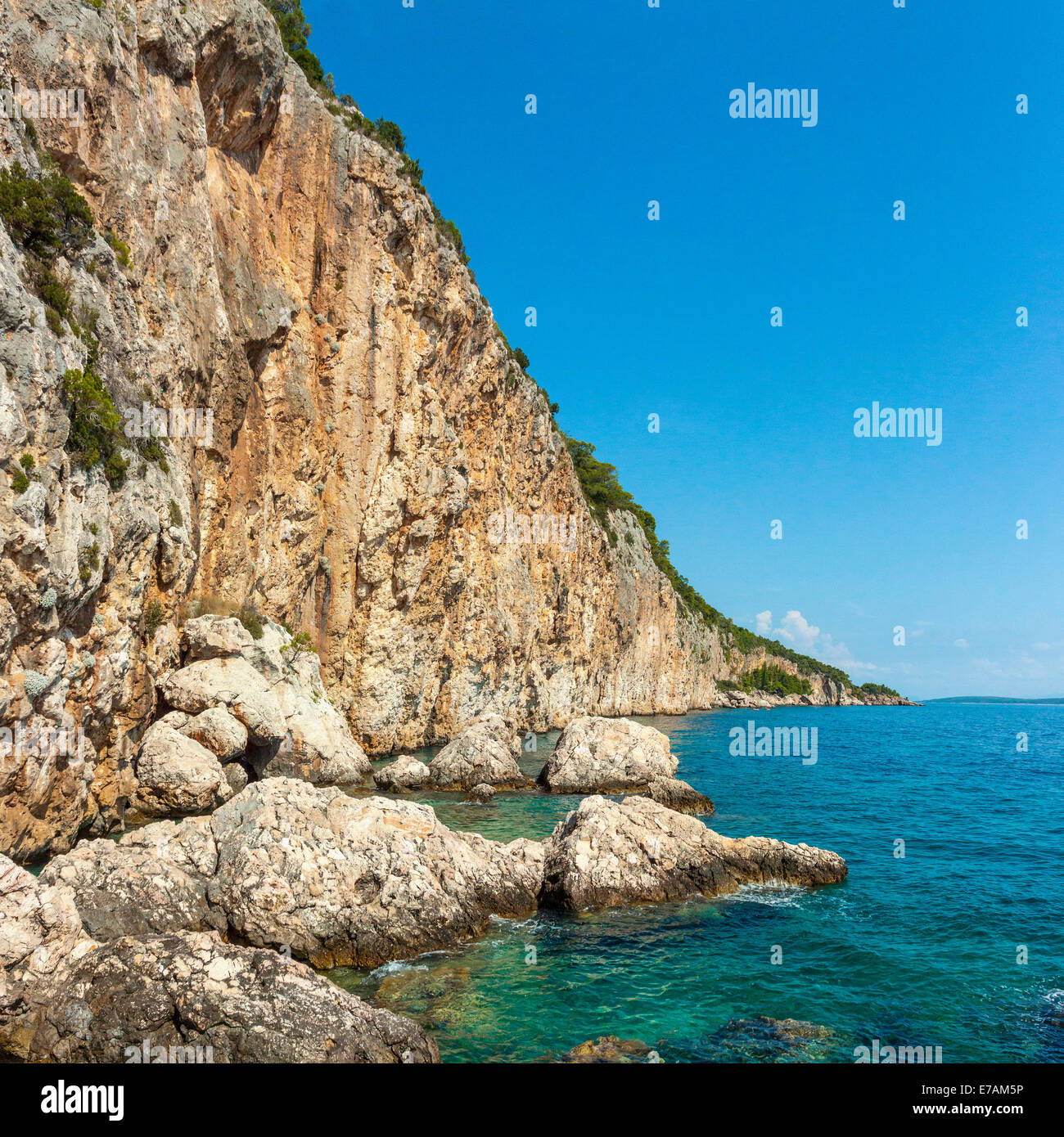 Cliffs near Sveta Nedilja, Hvar island, Croatia Stock Photo - Alamy