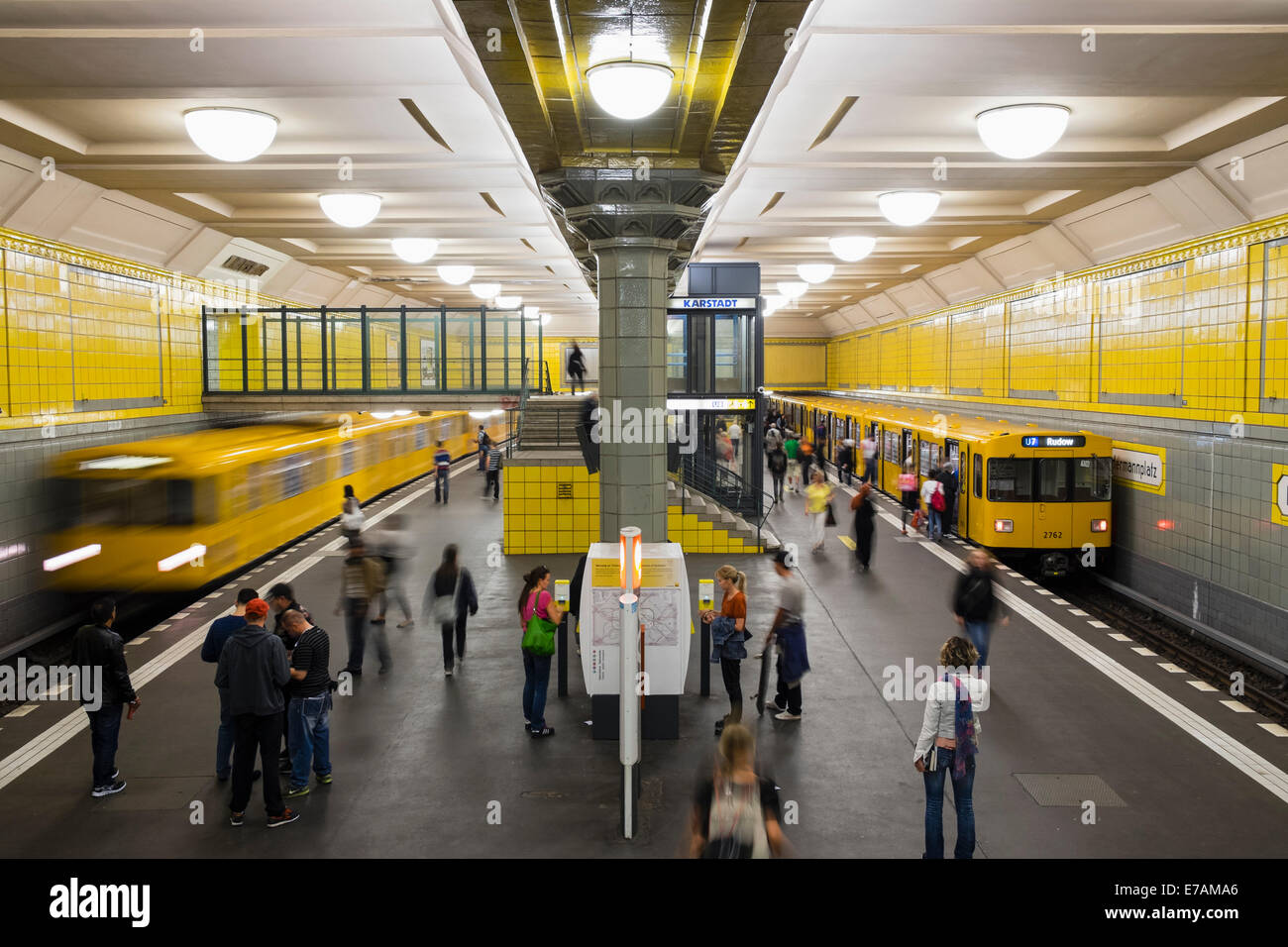 train at platform at Hermannplatz subway station in Berlin Germany ...