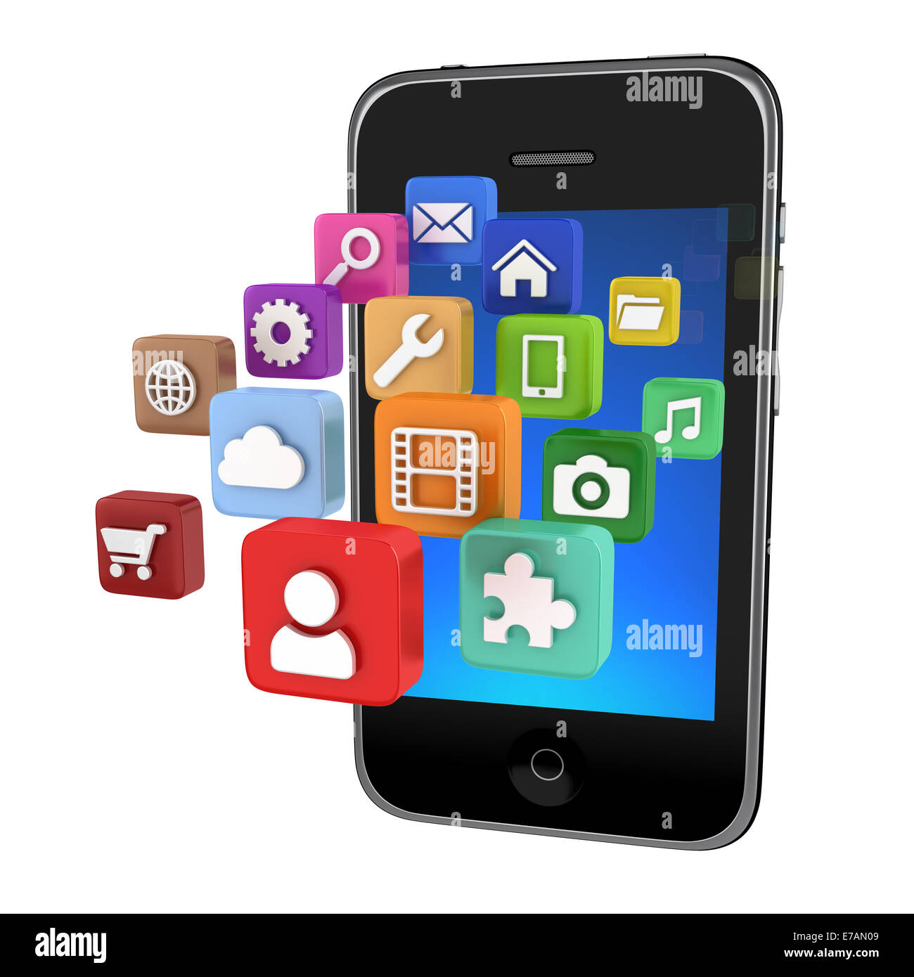 Social media icons on phone Cut Out Stock Images & Pictures - Alamy