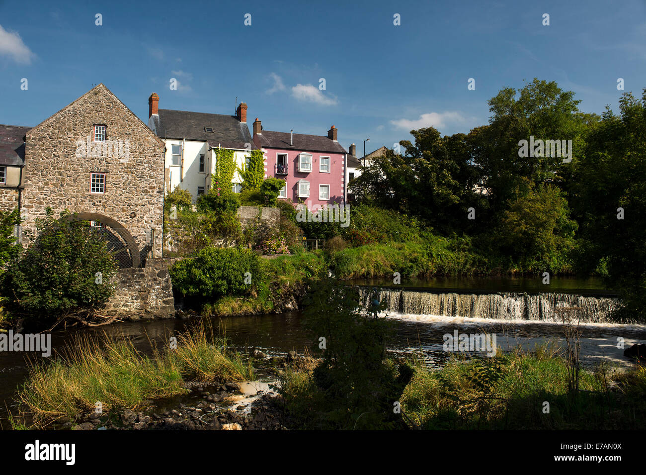 Curry's 19th century corn mill and water wheels on the River Bush ...