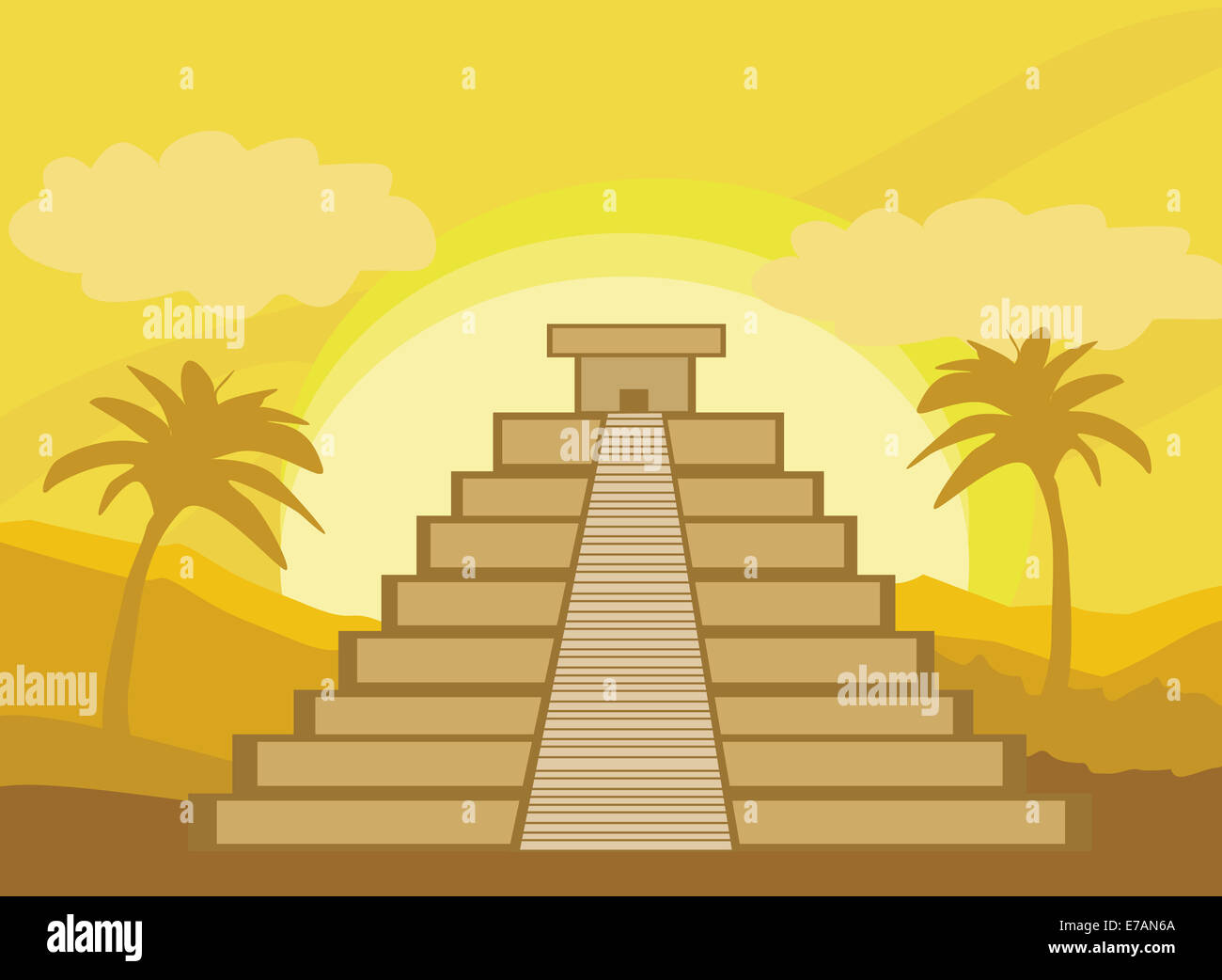 Maya Pyramid, Chichen-Itza, Mexico - vector illustration Stock Photo ...