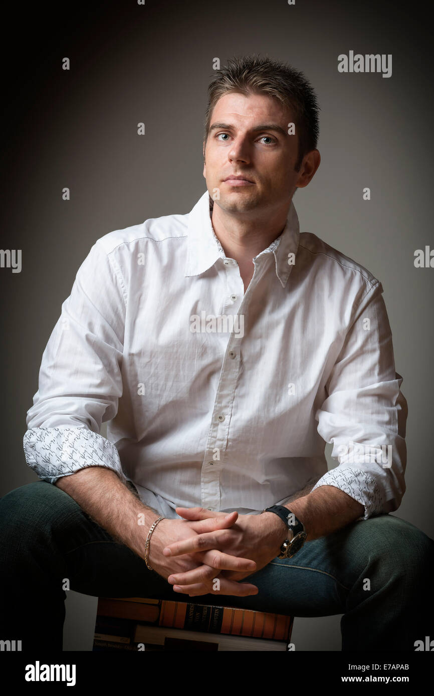 Handsome profile smile portrait young hi-res stock photography and ...