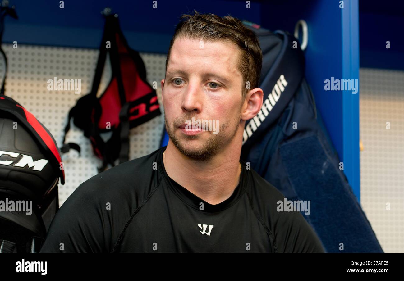 Munich, Germany. 11th Sep, 2014. Marcel Wolf of ice hockey club EHC ...