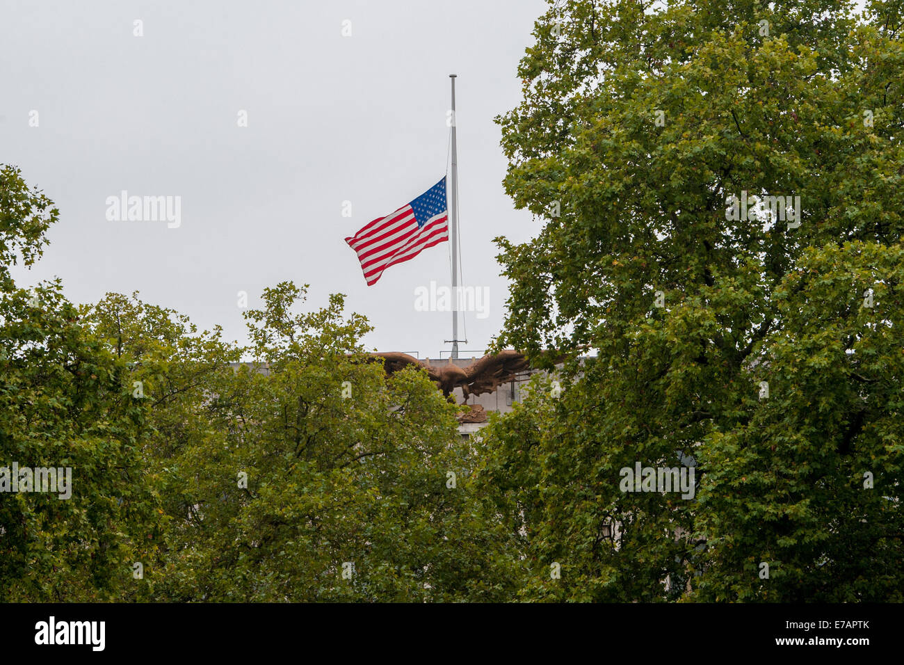 London, UK. 11 September, 2014. The stars and stripes American flag ...