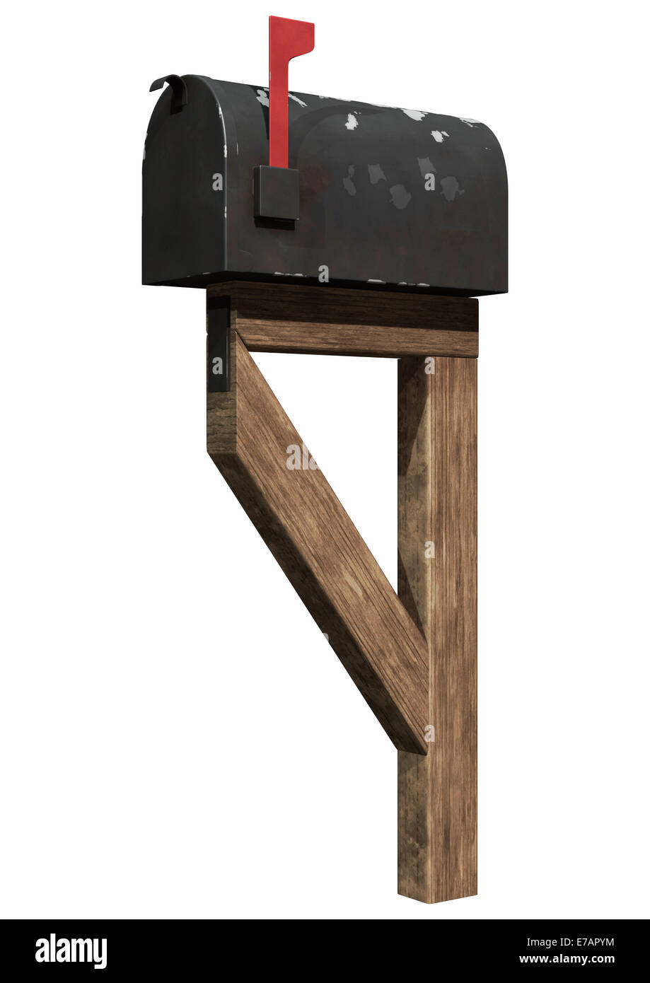 3D digital render of an old residential mailbox isolated on white ...
