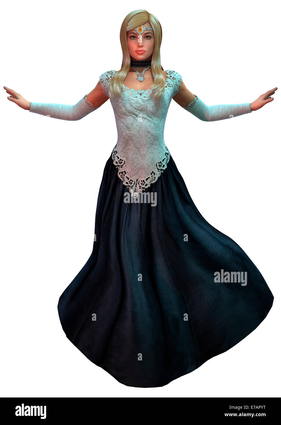 3D digital render of a beautiful fairy tale princess isolated on white ...