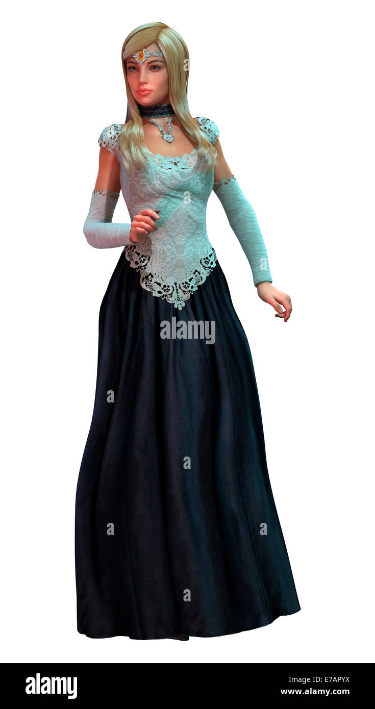 3D digital render of a beautiful fairy tale princess isolated on white ...