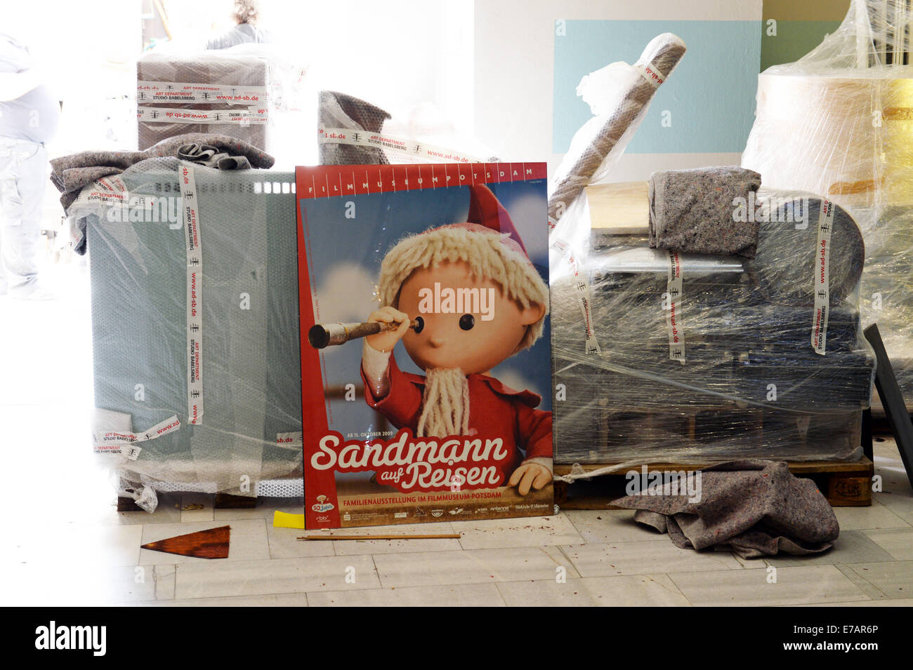 Potsdam, Germany. 10th Sep, 2014. A poster depicting the 'Sandman' of ...