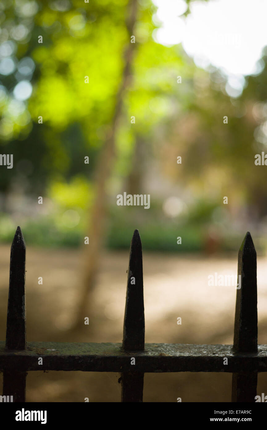 Iron railing boundary Stock Photo - Alamy