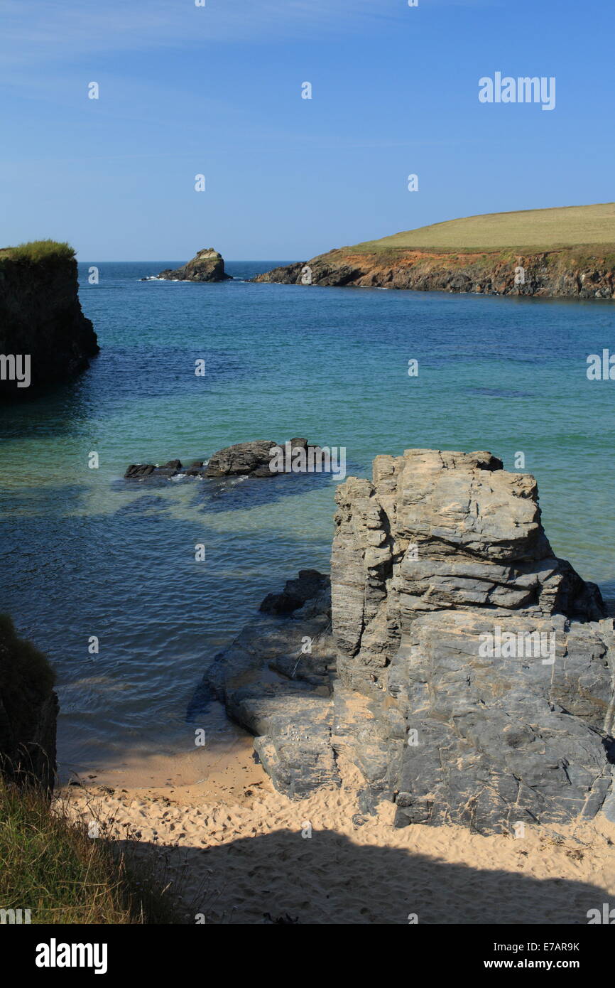 Summer view across Trevone bay, North Cornwall, England, UK Stock Photo ...