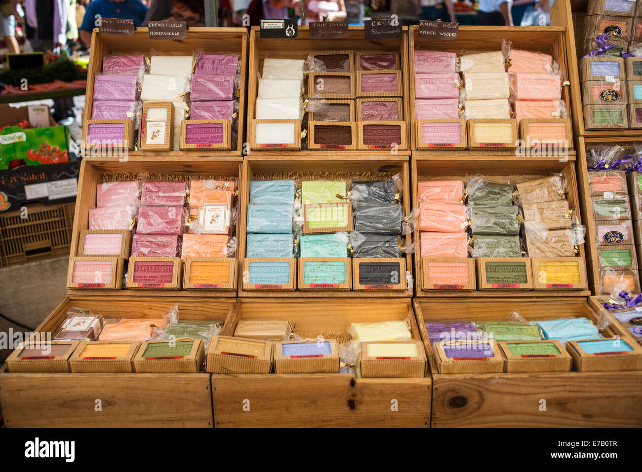 Savon de Marseille - Locally produced soap on display at a saturday ...