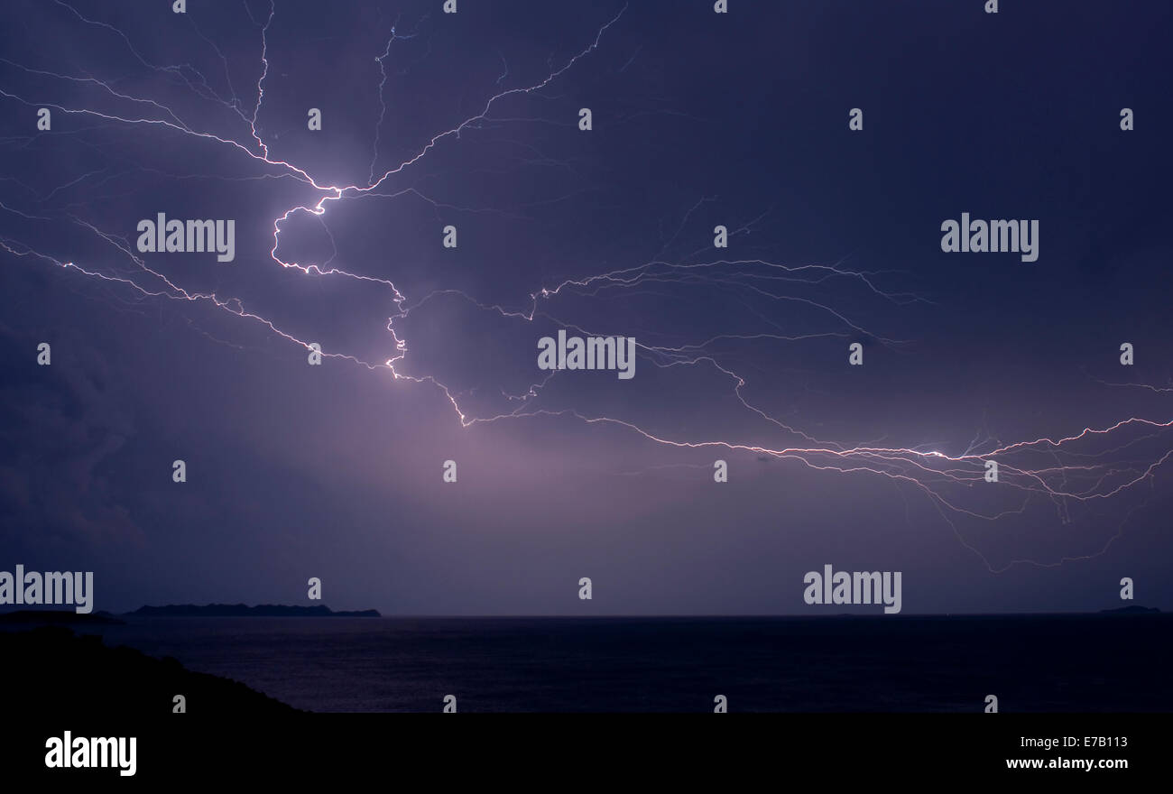 Lightning over the sea Stock Photo - Alamy