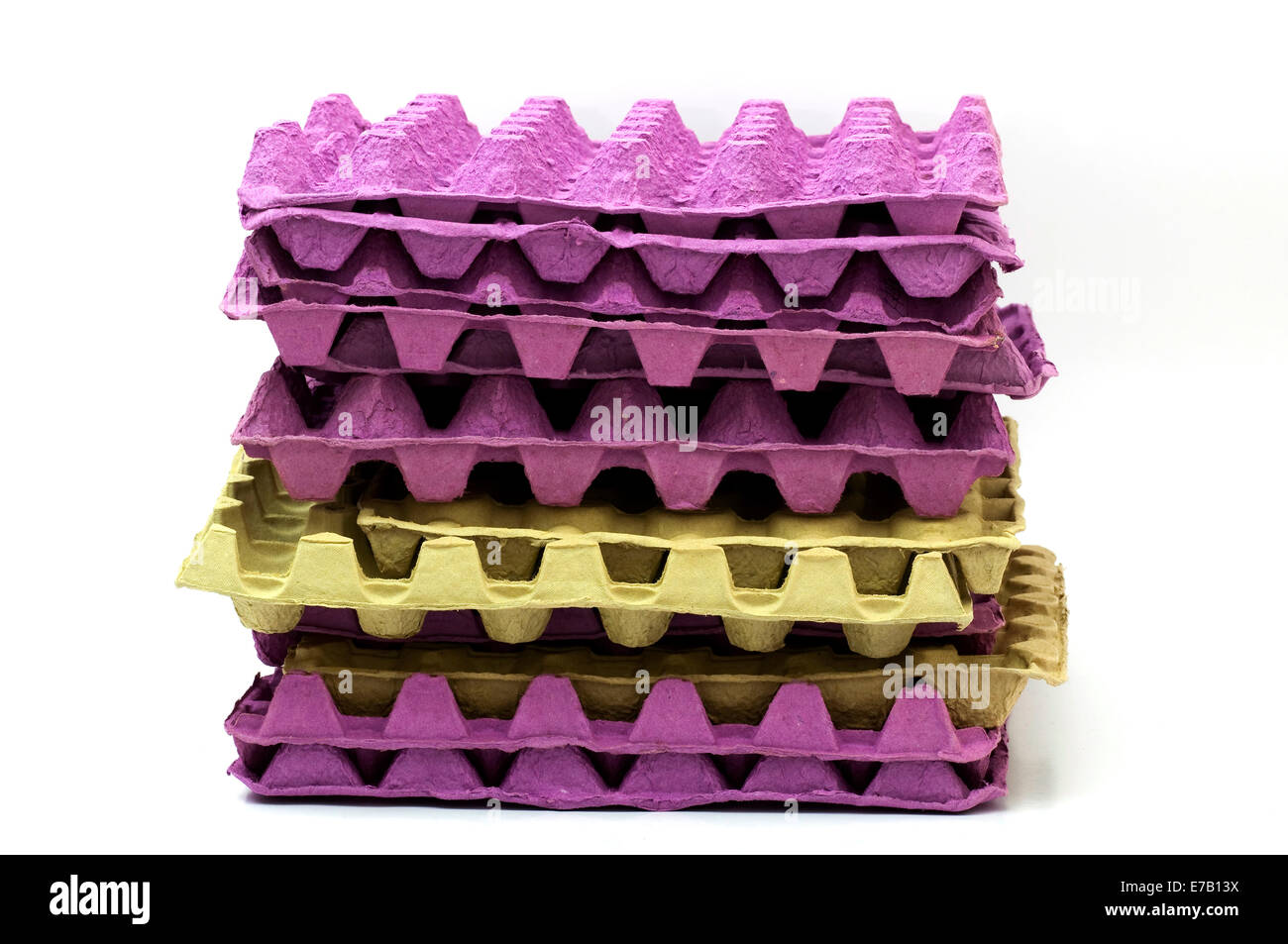 Empty Cardboard's Empty egg cartons in different colors Stock Photo - Alamy