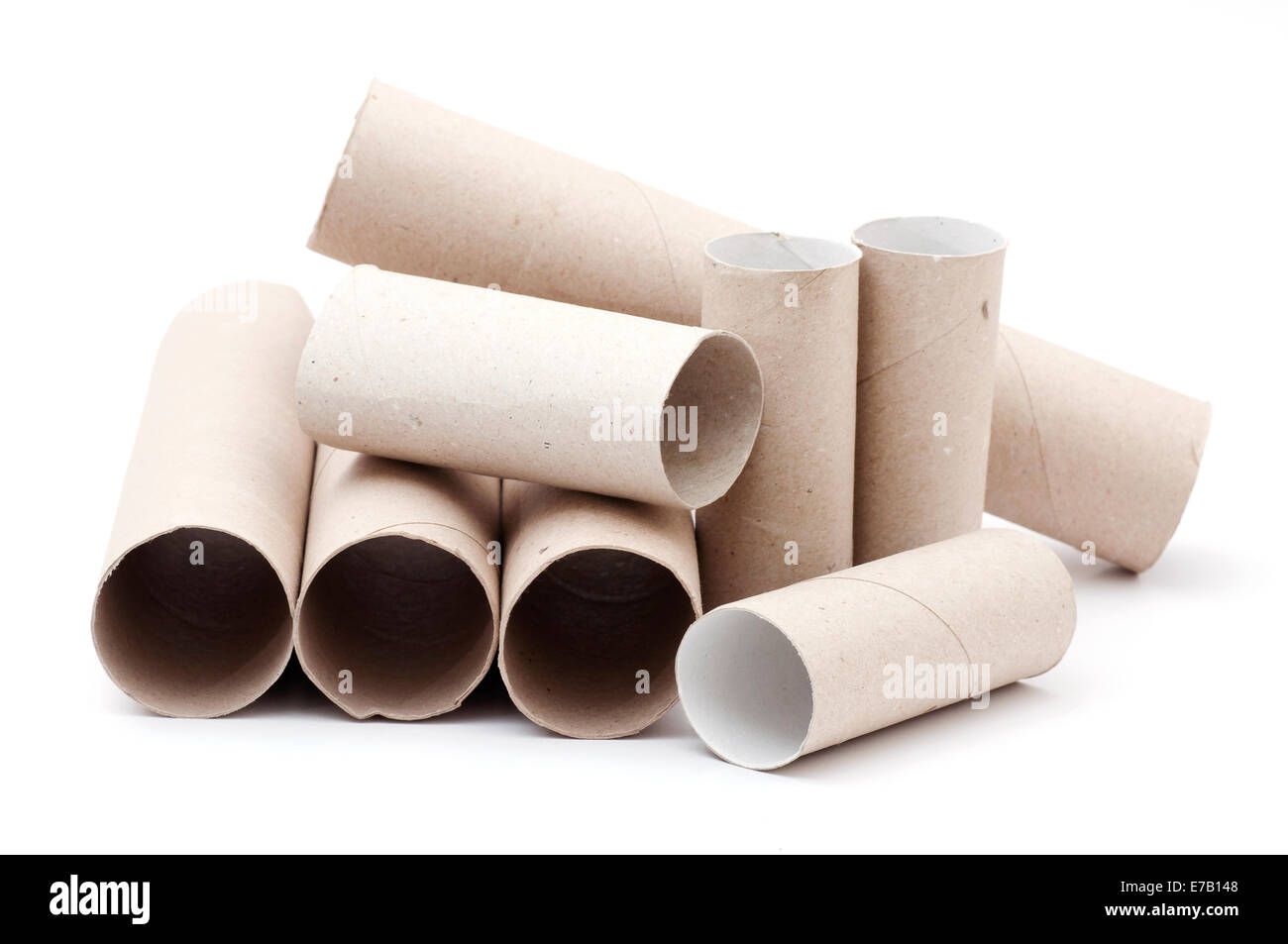Empty cardboard rolls of toilet papers and paper towels Stock Photo - Alamy