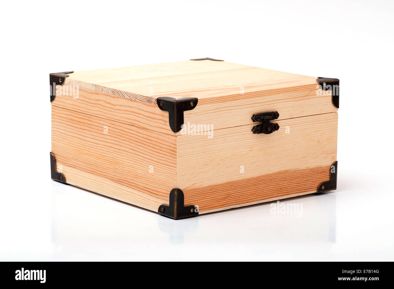 Wooden box closed, side view Stock Photo - Alamy