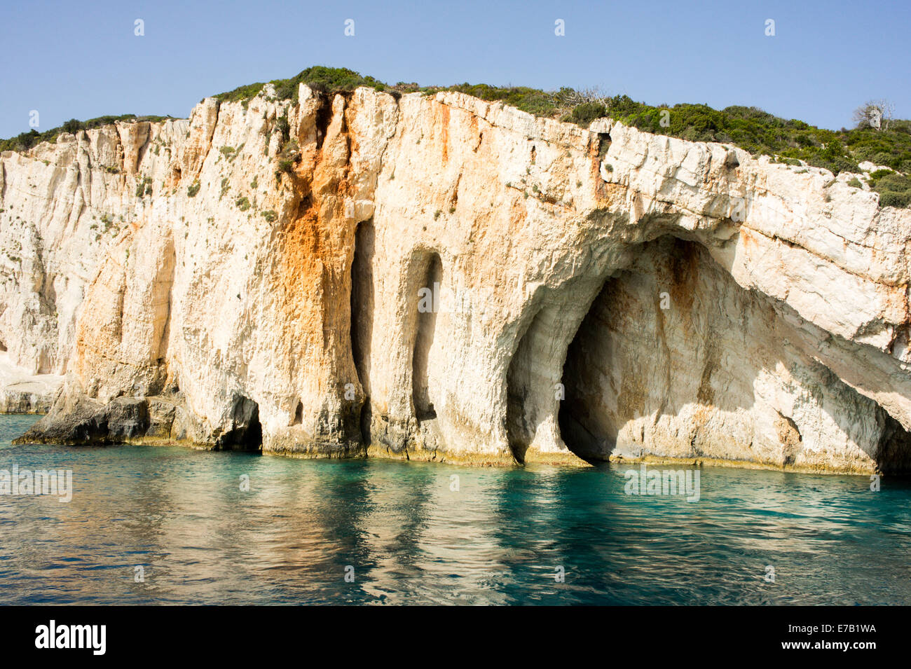 Blue caves on Zante island, Greece Stock Photo - Alamy