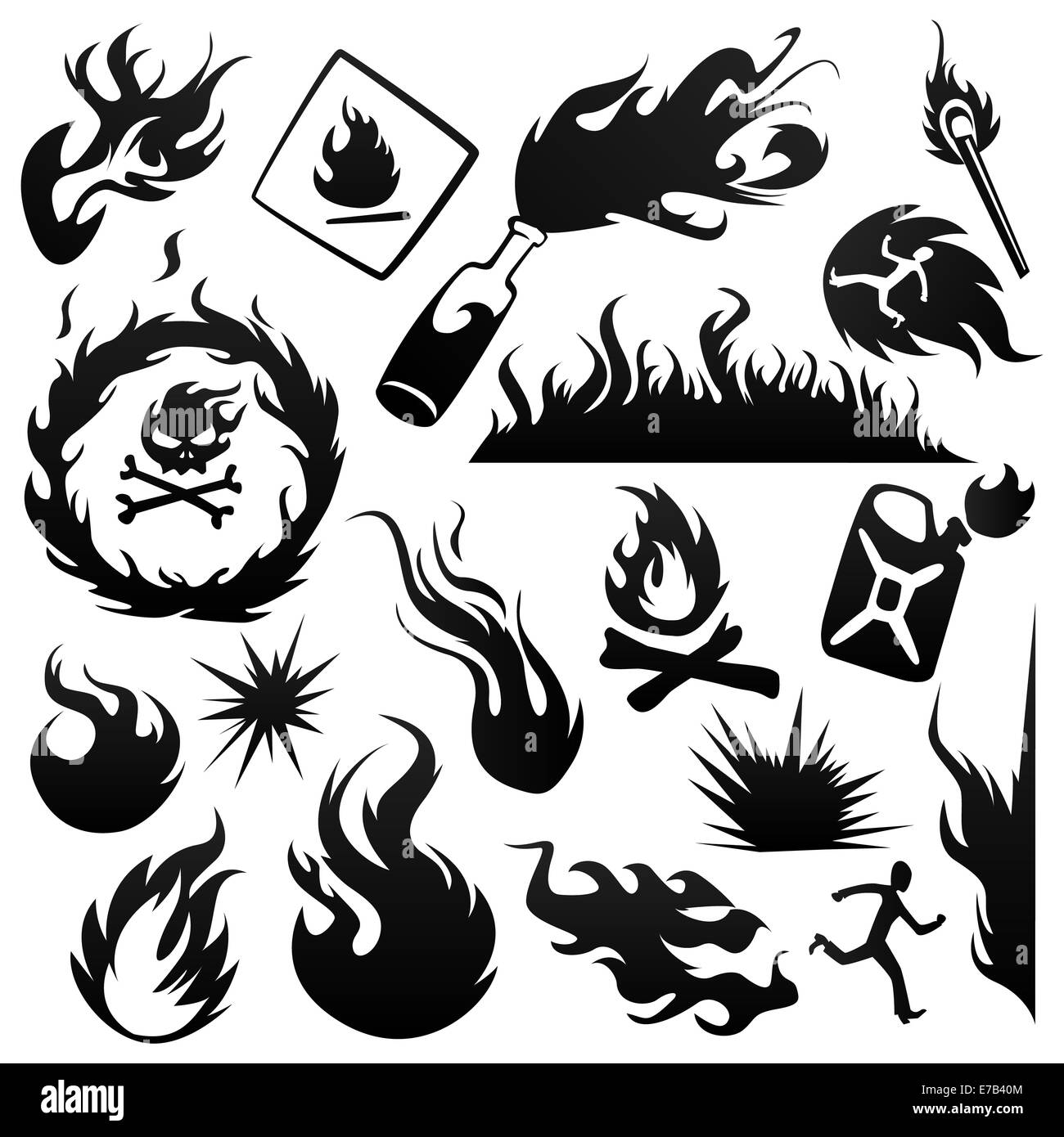 Bonfire icon set Black and White Stock Photos & Images - Alamy