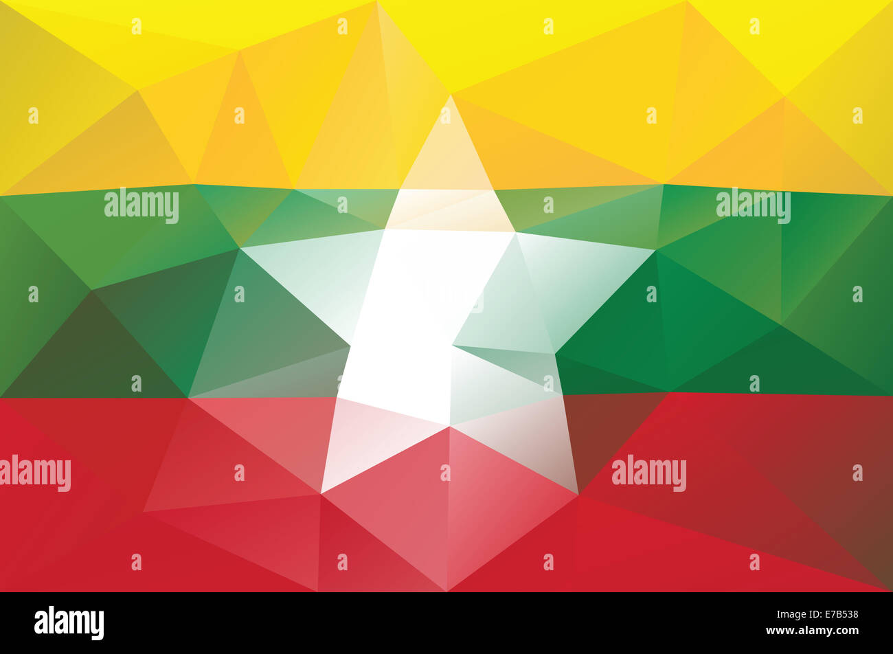 Myanmar flag - triangular polygonal pattern Stock Photo - Alamy