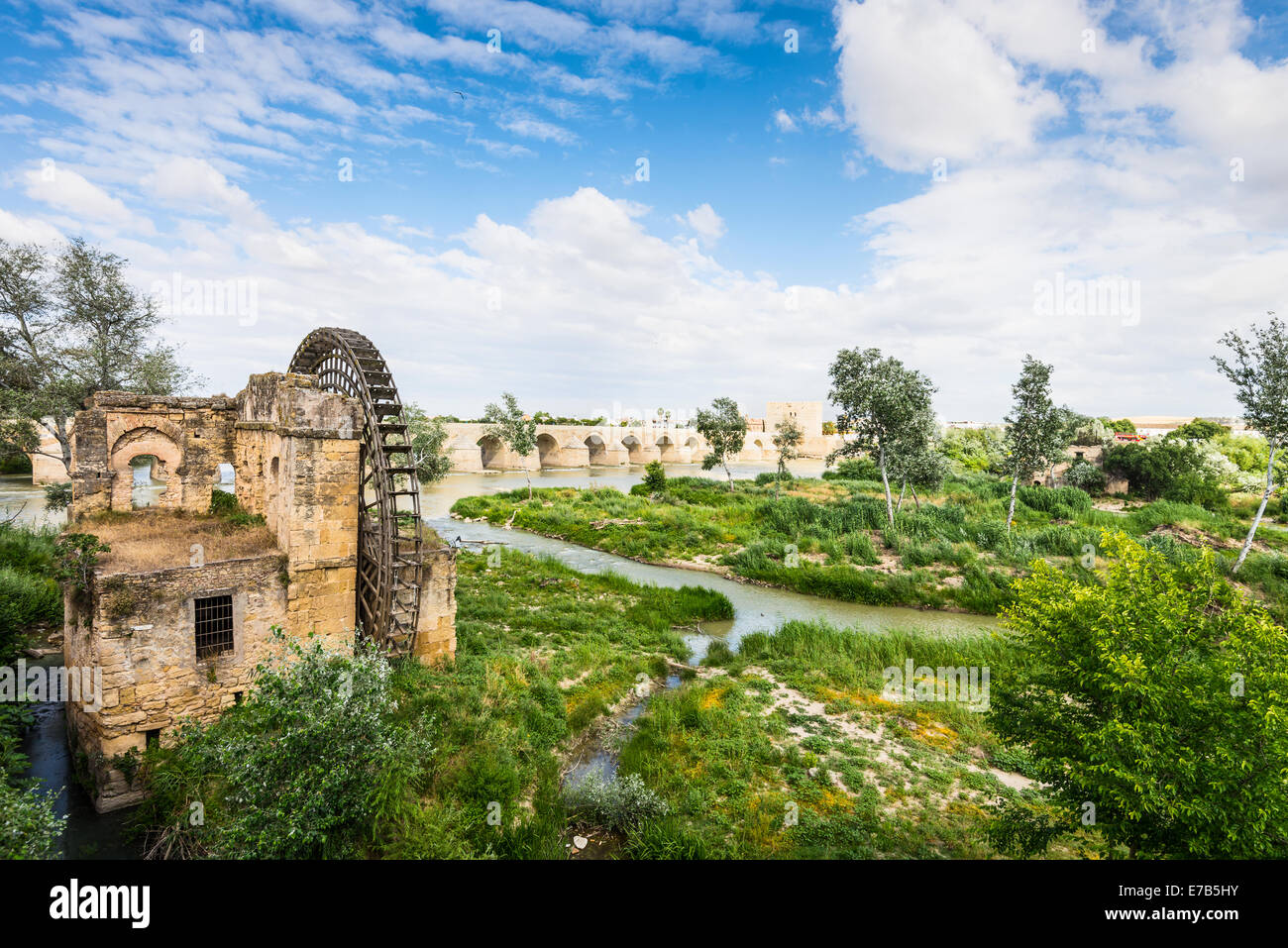 Ancient water mill near the Roman Bridge in Cordoba Stock Photo - Alamy
