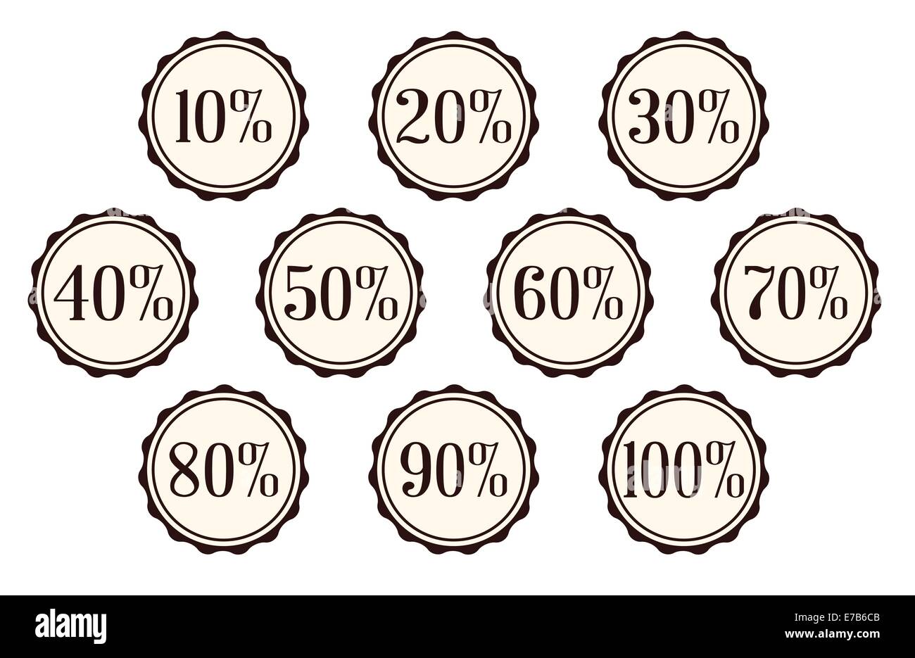 A selection of Percentage off buttons over a white background Stock ...