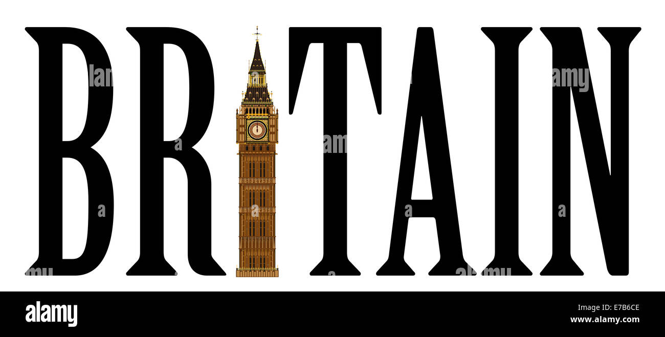 The London landmark the Big Ben Clocktower isolated on a white ...