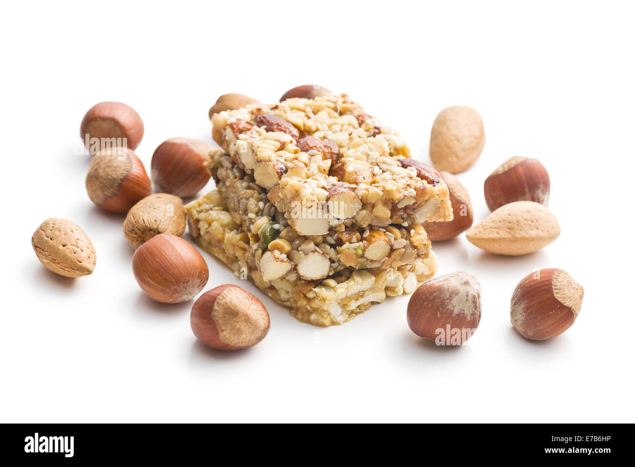nut bar on white background Stock Photo - Alamy