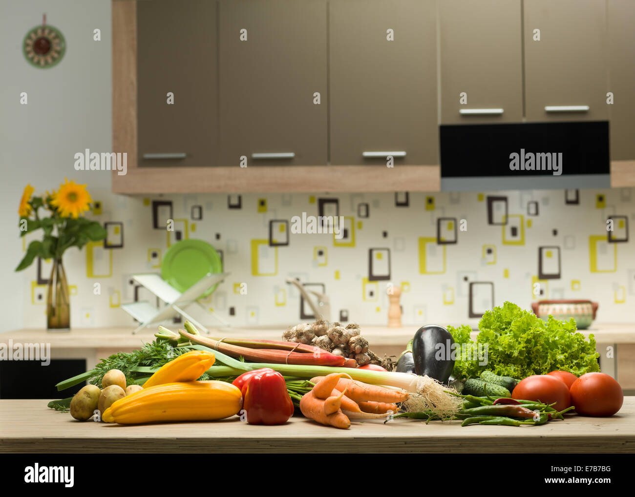 variety of healthy vegetables on a kitchen countertop Stock Photo - Alamy