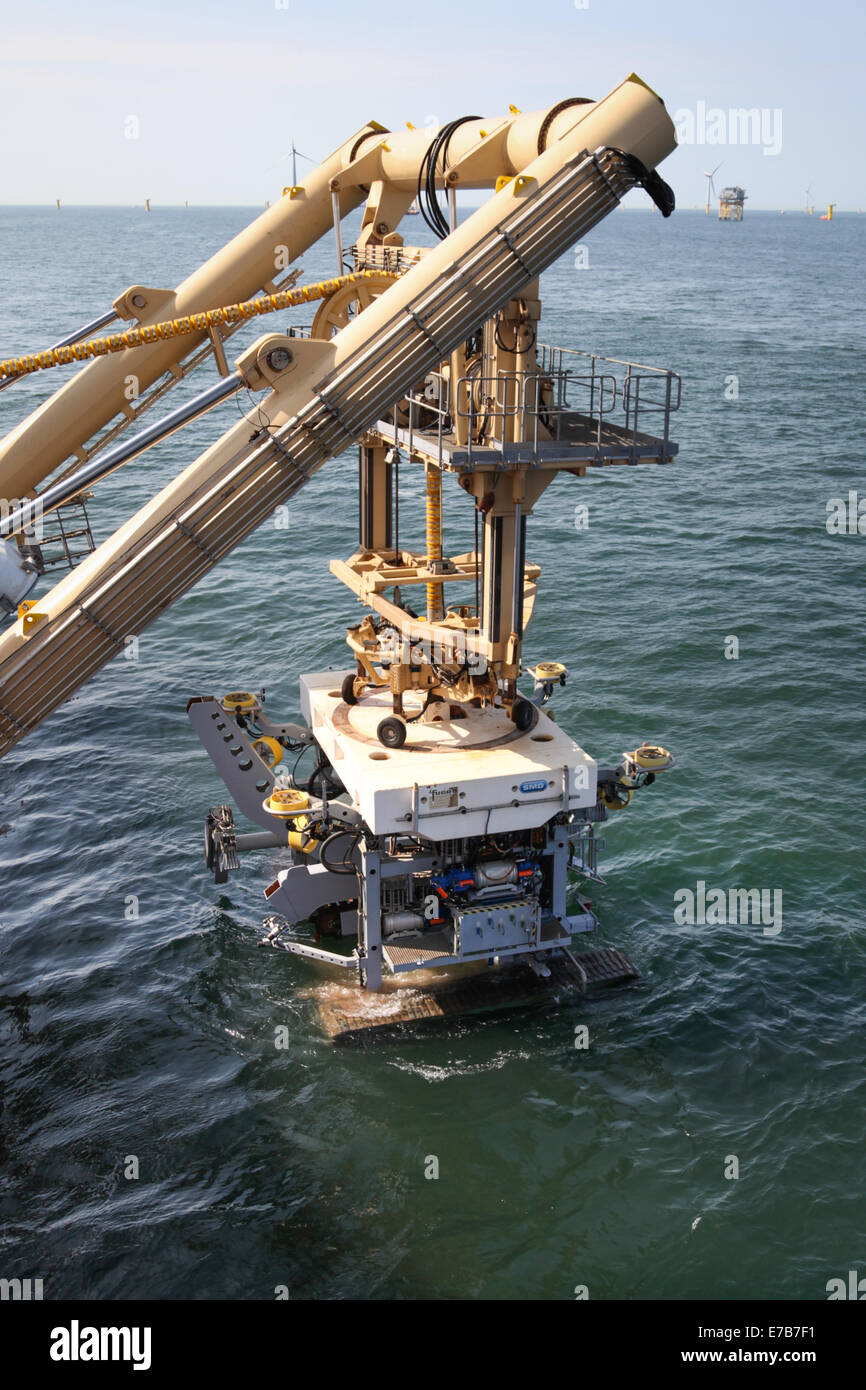 An SMD Remotely Operated Vehicle (ROV) cable trenching crawler working ...