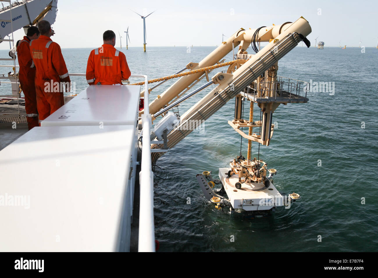 An SMD Remotely Operated Vehicle (ROV) cable trenching crawler working ...