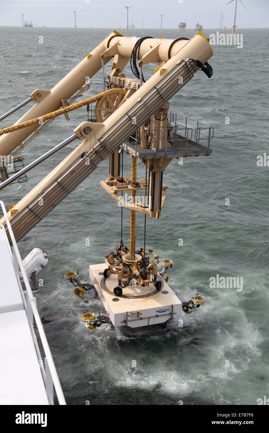 An SMD Remotely Operated Vehicle (ROV) cable trenching crawler working ...