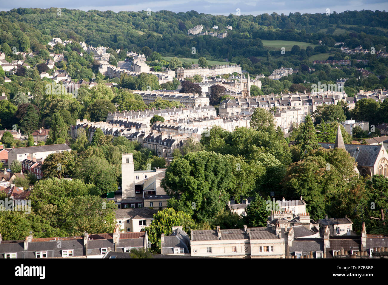 View over Georgian architecture in the Bathwick area of Bath, north ...